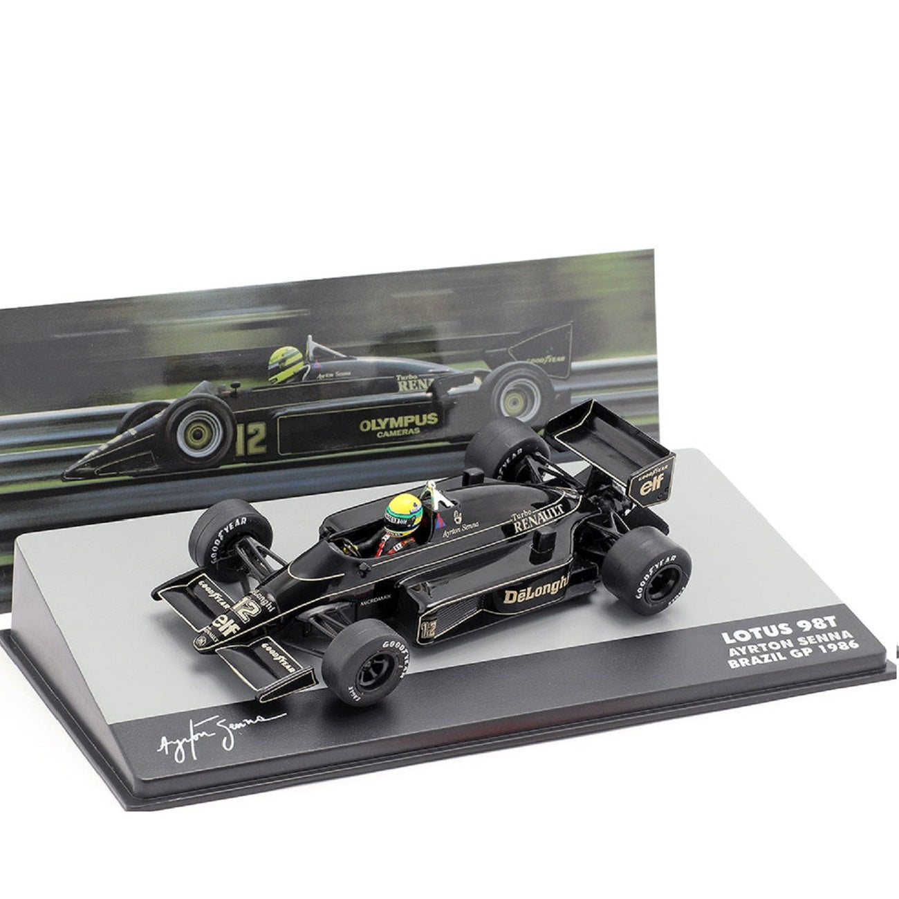 Ayrton Senna Lotus 98 T F1 n.12 GP BRAZIL 1986 Interlagos 1/43 – F1Monza